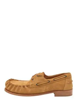 Dries Van Noten Suede Boat Shoe - Camel