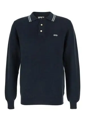 AUTRY Knitted Polo Shirt - Blue