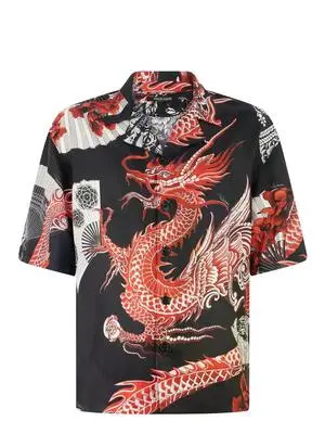 Roberto Cavalli Dragon-print Silk Shirt - Black