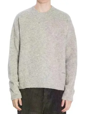 Ami Ribbed Crewneck Sweater - Grey