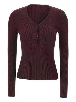 HERSKIND Oscar Ribbed V-neck Sweater - Red