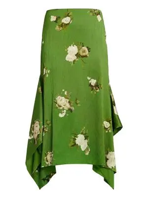 Erdem Floral-print Asymmetric Skirt - Green