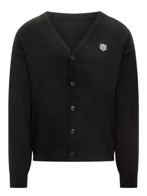 Kenzo Happy Tiger-embroidered Cardigan - Black