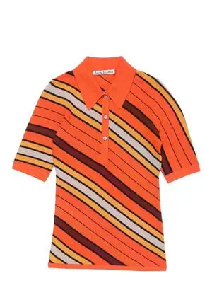 Acne Studios Striped Polo Shirt - Orange