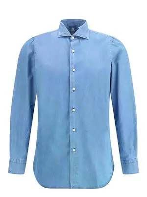 FINAMORE 1925 Long-sleeve Button-down Shirt - Blue