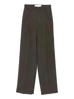 GOLDEN GOOSE Virgin Wool Pinstripe Trousers - Brown