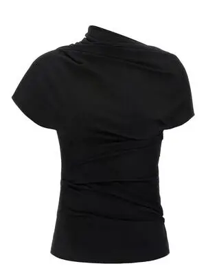 ENTIRE STUDIOS Draped Short-sleeve Top - Black