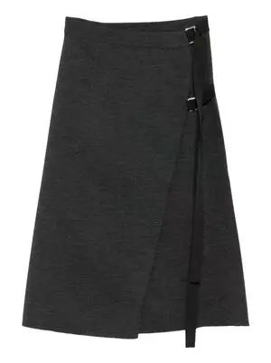 MRZ Buckle-fastening Wrap Midi Skirt - Grey