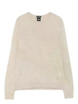 BOSS Crew-neck Virgin Wool Sweater - Neutrals
