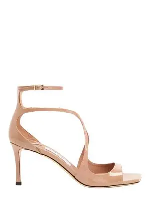 JIMMY CHOO 75mm Azia Patent-Leather Ankle-Strap Sandals