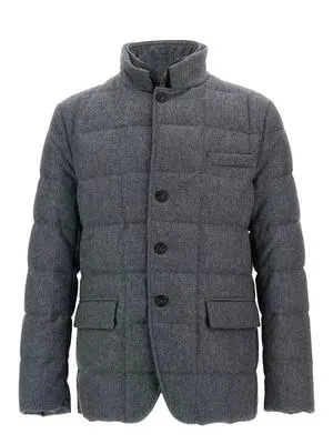 FAY Quilted Double-breasted Jacket - Grey