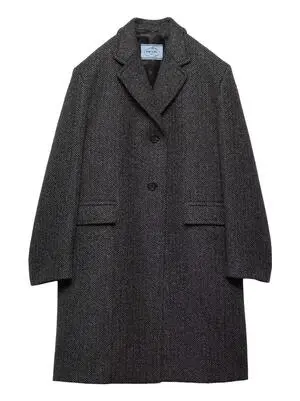 PRADA Herringbone Notched-Lapel Coat