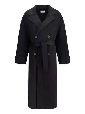 THE DYNAMIS STUDIO Belted Double-breasted Coat - Black