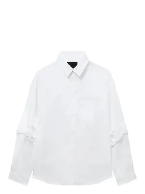 Simone Rocha Gathered-cuff Cotton Shirt - White