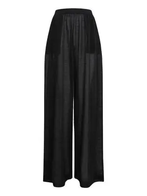 Alaïa Linen-silk Wide-leg Trousers - Black