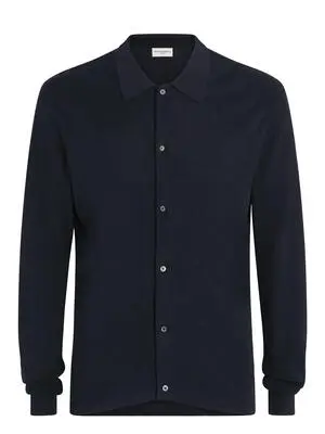 Officine Générale Ribbed Collar Cardigan - Navy