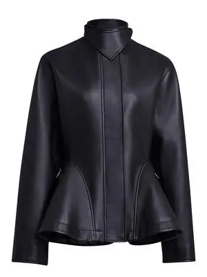ALAÏA Lambskin Peplum Leather Jacket