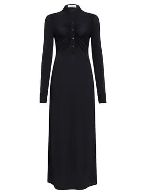 Alaïa Ruched Long-sleeve Maxi Dress - Black