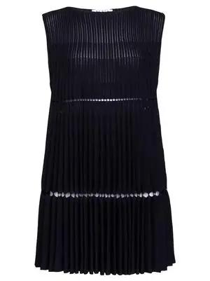 Alaïa Knitted Pleated Mini Dress - Black