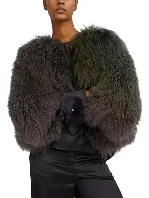 YVES SALOMON Short Shearling Jacket - Grey