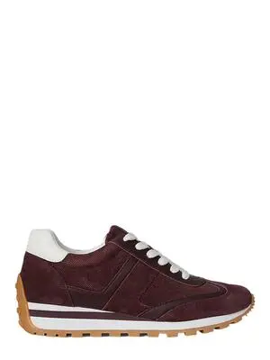 Ralph Lauren Dani Perforated Suede Sneakers - Dark Garnet/snow