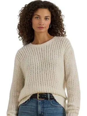 Ralph Lauren Oversized Herringbone Knit Sweater Mascarpone Cream