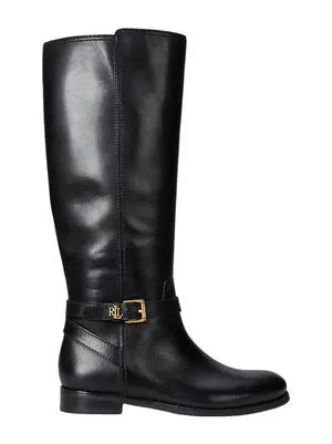 Ralph Lauren Burnished Leather Tall Boot - Black
