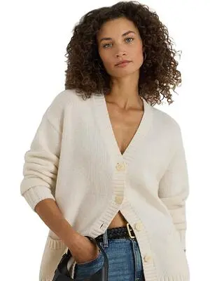 Ralph Lauren Wool-Blend V-Neck Cardigan Mascarpone Cream