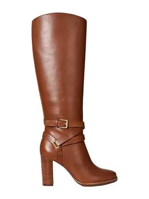 Ralph Lauren Collins Calfskin Tall Boot Heel - Lauren Tan