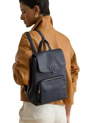 Ralph Lauren Pebbled Leather Cameryn Backpack - Refined Navy