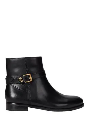 Ralph Lauren Brooke Ii Burnished Leather Bootie - Black
