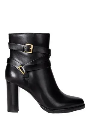Ralph Lauren Collins Leather Bootie Heel - Black