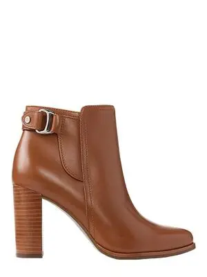 Ralph Lauren Tasha Calfskin Bootie Heel Lauren Tan