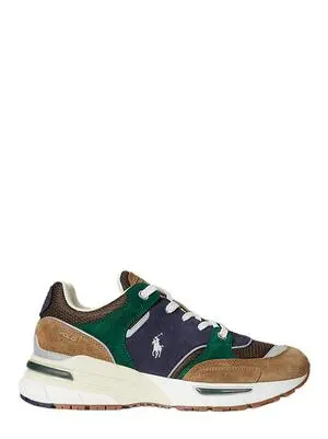 Ralph Lauren Trackster 250 Suede & Mesh Sneaker - Desert Tan/navy/multi
