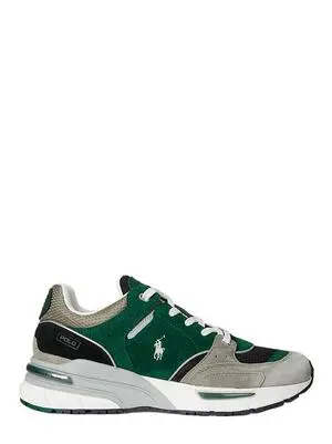 Ralph Lauren Trackster 250 Suede & Mesh Sneaker - Forest/earth Grey/black