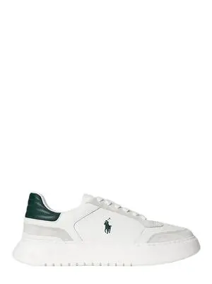 Ralph Lauren Rlite Sport Leather-suede Sneaker - Deckwash White/forest
