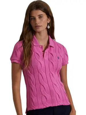 Ralph Lauren Cable-knit Cotton Polo Shirt - Dalia Pink