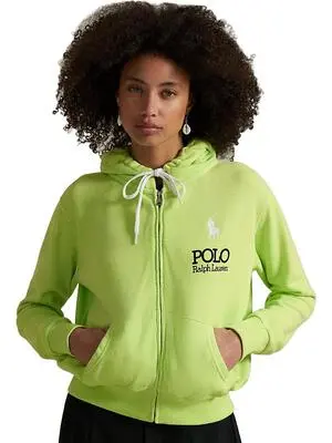 Ralph Lauren Big Pony Lightweight Fleece Zip Hoodie - Electric Lime