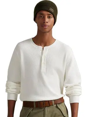 Ralph Lauren Waffle-knit Cotton Henley Shirt - Trophy Cream