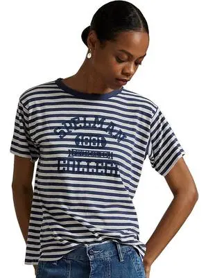 Ralph Lauren The Spelman College Striped Jersey Tee - Rustic Navy/trophy Cream