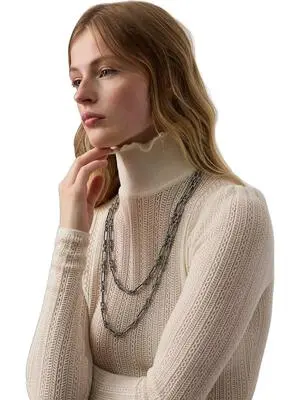 Ralph Lauren Silk-cashmere Lace Turtleneck Sweater - Lux Cream