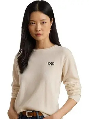Ralph Lauren Embroidered Cashmere Crewneck Sweater - Mascarpone Cream
