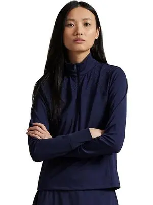 Ralph Lauren Eyelet-panel Interlock Quarter-zip - Refined Navy