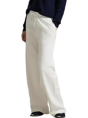Ralph Lauren Drawstring Fleece Wide-leg Sweatpants - White