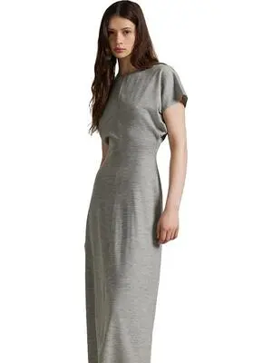Ralph Lauren Wool-Blend Dolman Sleeve Dress Light Smoke Heather