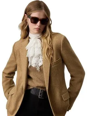 Ralph Lauren Eli Basket-weave Tweed Jacket - Camel/cognac