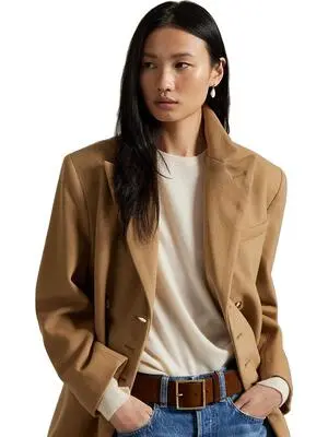Ralph Lauren Double-breasted Wool Melton Blazer - Camel