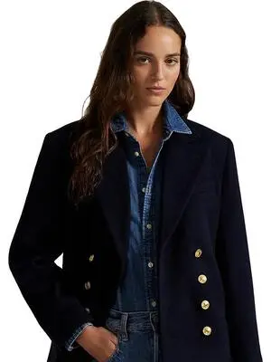 Ralph Lauren Double-Breasted Wool Melton Blazer Ink