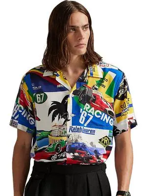 Ralph Lauren Classic Fit Racing-print Camp Shirt - Polo Prix Poster