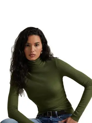 Ralph Lauren Stretch-Blend Turtleneck Supply Olive